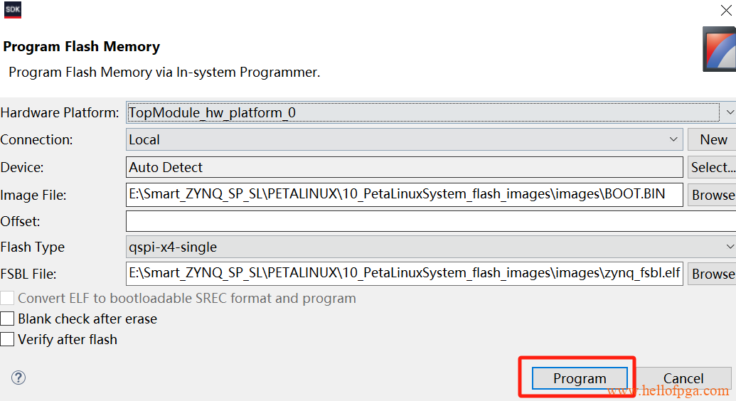 基于Smart Zynq与Lemon Zynq 的Petalinux开发 章节十 从QSPI FLASH 启动LINUX镜像 – Hello FPGA