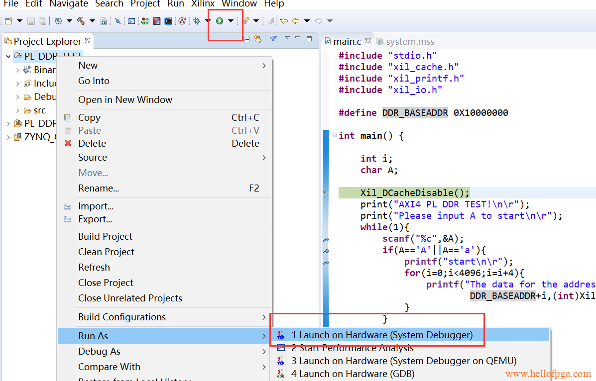 Smart ZYNQ 标准版 工程三十一 PL（FPGA） 读写 PS端DDR的实验 – Hello FPGA