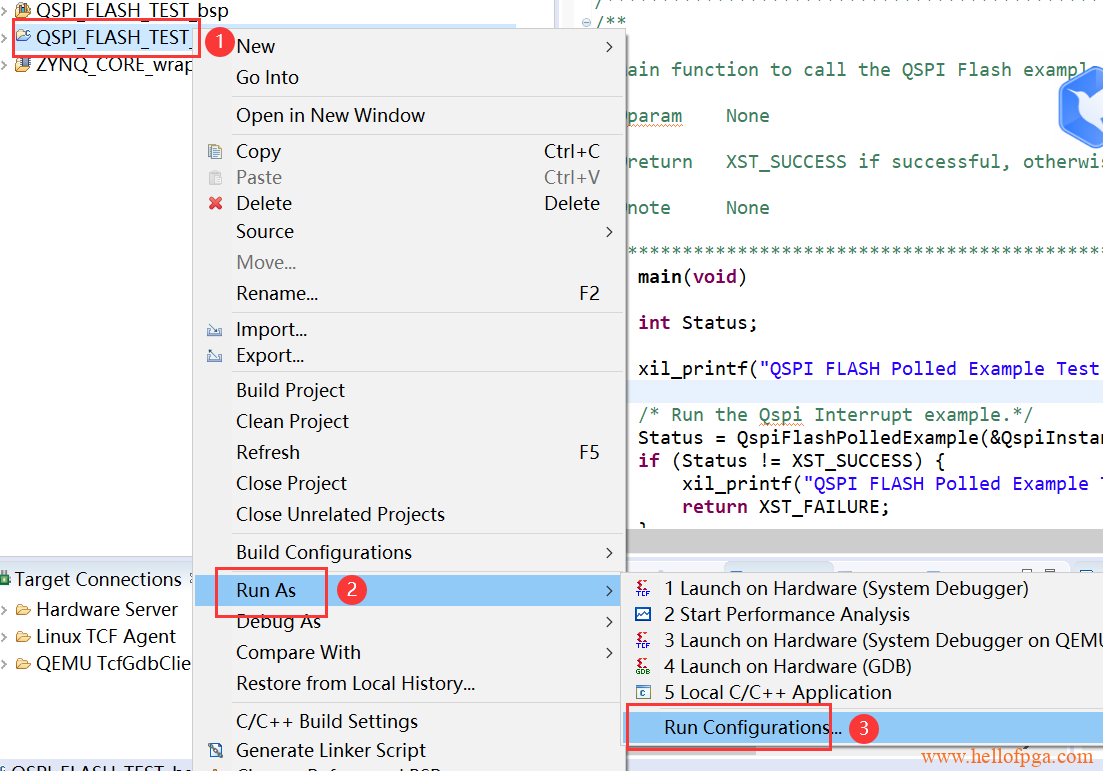 基于Smart ZYNQ (SP/SP2/SL 版) 的PS实验九 QSPI FLASH读写测试 – Hello FPGA
