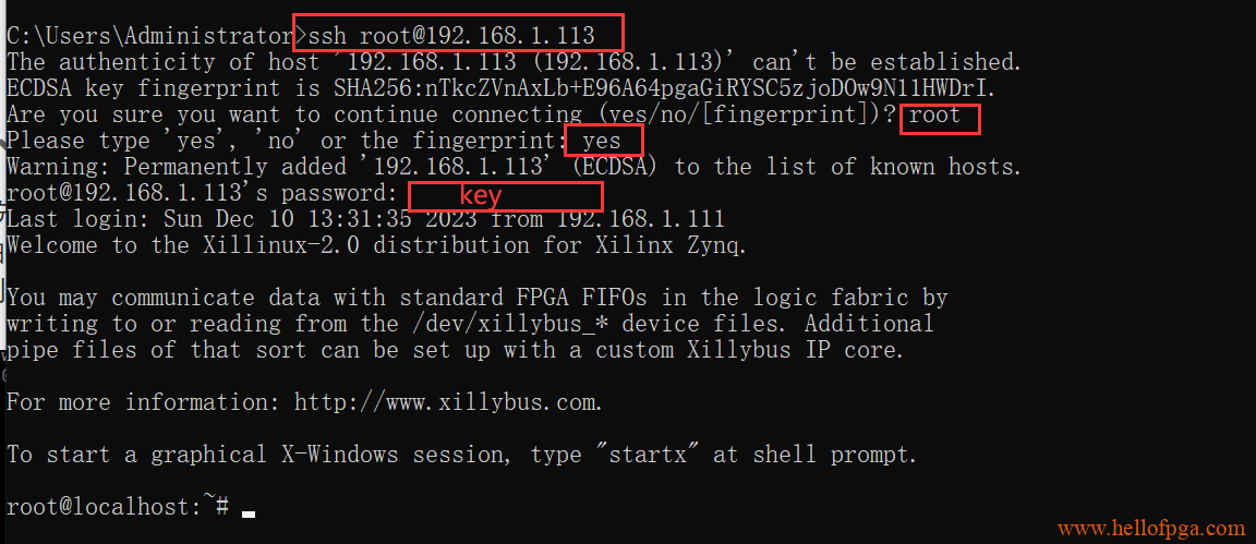 Xillinux 章节九 通过 Ssh 远程登录 Xillinux Hello Fpga