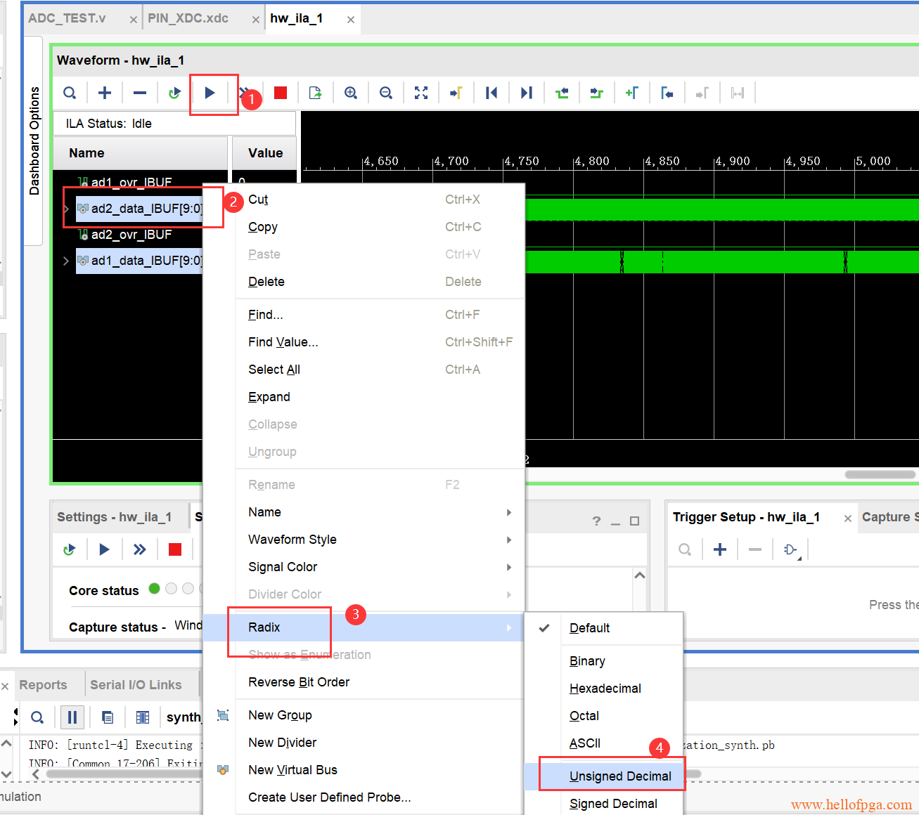 基于smart Zynq Spsp2sl 版 的fpga实验十一 基于双路高速adc模块的信号采集实验 Hello Fpga